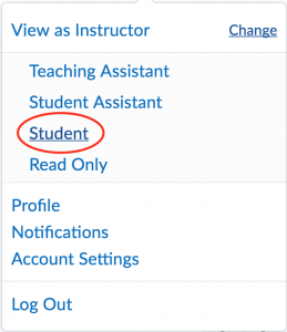 view as student – Teaching & Learning Support