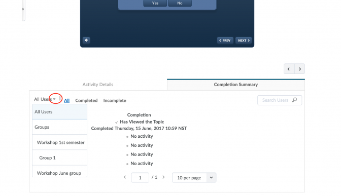 scorm_completion summary – Teaching & Learning Support