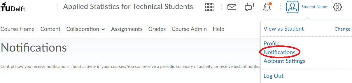 Notifications 1 – Teaching & Learning Support