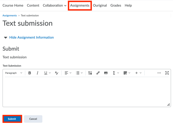 Submitting assignments (for students) | Teaching & Learning Support