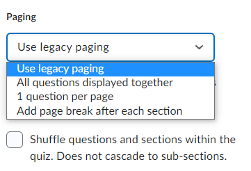 QuizzesTDPaging – Teaching & Learning Support